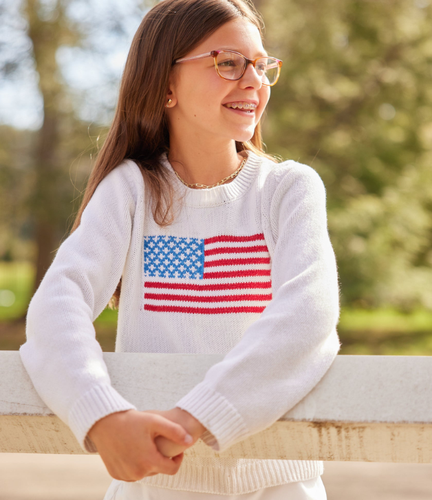 Sail to Sable Kids Classic White Flag Sweater – The Woman's Exchange of ...